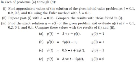 Solved In Each Of Problems A Through D I Find Chegg Com