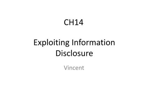 PPT Exploiting Information Disclosure PowerPoint Presentation Free Download ID
