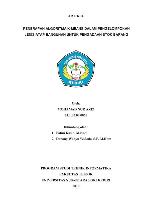pdf penerapan algoritma k means dalam …simki unpkediri ac id