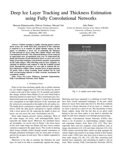 Deep Ice Layer Tracking And Thickness Estimation Using Fully Convolutional Networks Deepai