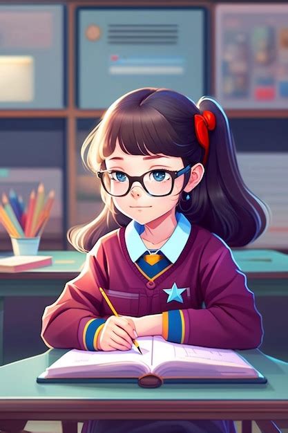 Premium Ai Image A Girl Studying In The Classroom Ai Generated
