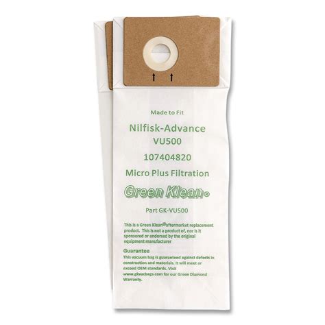 Green Klean® Gk Vu500 Replacement Bag 10 Bagspack 10 Packscarton