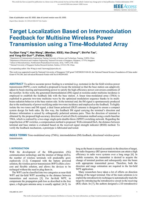 Pdf Target Localization Based On Intermodulation Feedback For