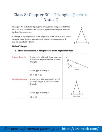 Triangles Types Median Altitude Angle Bisector Perpendicular Bisector