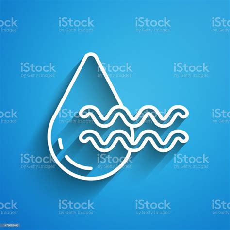 흰색 선 파란색 배경에 격리 된 깨끗한 아쿠아 아이콘을 재활용합니다 표지판 재활용이 있는 물 한 방울 긴 그림자 벡터 0명에 대한 스톡 벡터 아트 및 기타 이미지 Istock