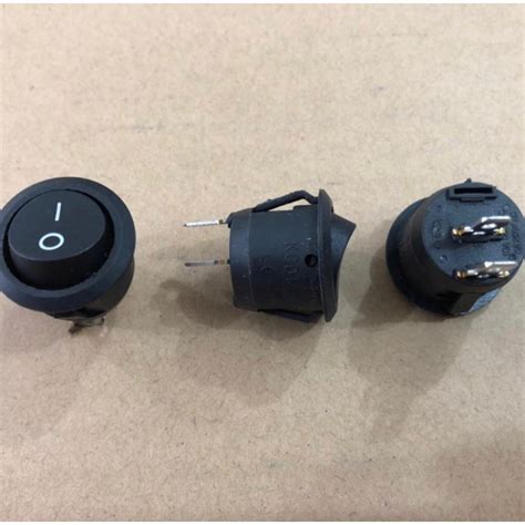 Jual Saklar Rocker Switch BULAT HITAM 2 Pin 2 Kaki ON OFF ROCKER SWITCH Shopee Indonesia