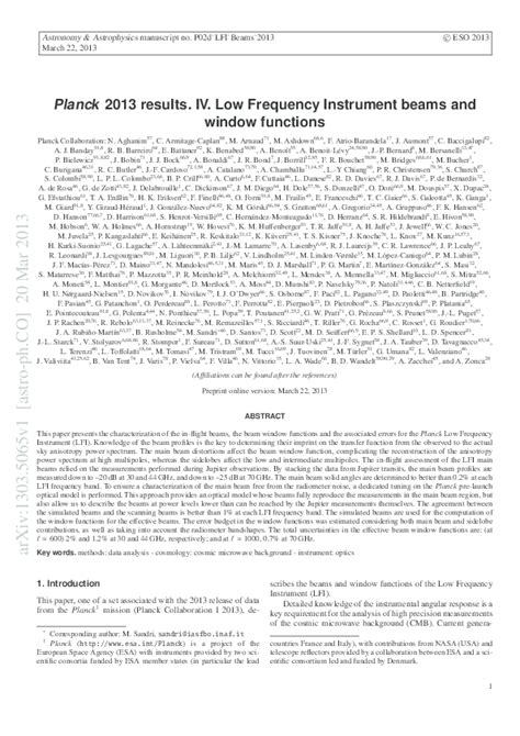 pdf planck 2013 results iv low frequency instrument beams and