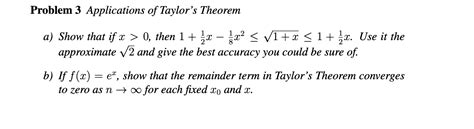 solved problem 3 applications of taylor s theorem a show