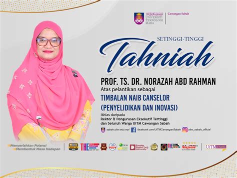 Setinggi Tinggi Tahniah Prof Ts Dr Norazah Abd Rahman Atas
