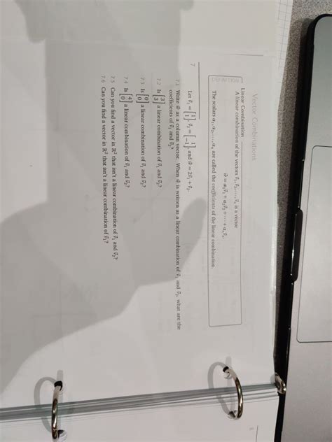 Solved Vector Combinations Linear Combination A Linear Chegg Com