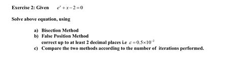 Solved Exercise 2 Given Exx 20solve Above Equation