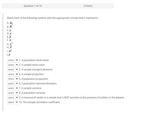 Solved Match Each Of The Following Symbols With The