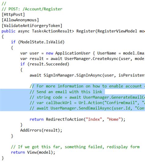 C Email Confirmation With Mvc 5 And Identity Stack Overflow