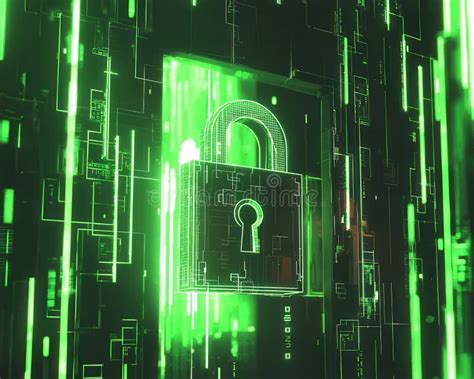 Digital Lock Concept In Cybersecurity Matrix Stock Illustration Illustration Of Cybersecurity