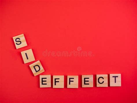 Words Side Effect On Colored Red Paper Texture Background Concept