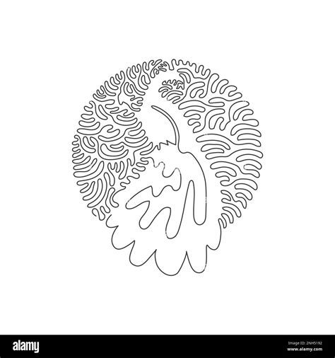 Continuous One Curve Line Drawing Of Adorable Big Peacock Tail Abstract