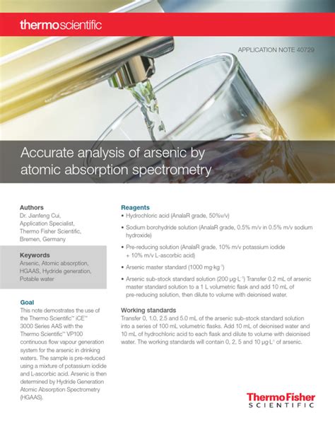 Accurate Analysis Of Arsenic By Atomic Absorption Spectrometry Pdf Atomic Absorption