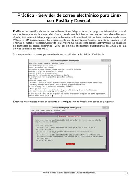 Instalación De Servidor De Correo Con Postfix Y Dovecot En Ubuntu Pdf Archivo De Computadora