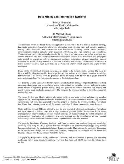 Data Mining And Information Retrieval Ieee Conference Publication