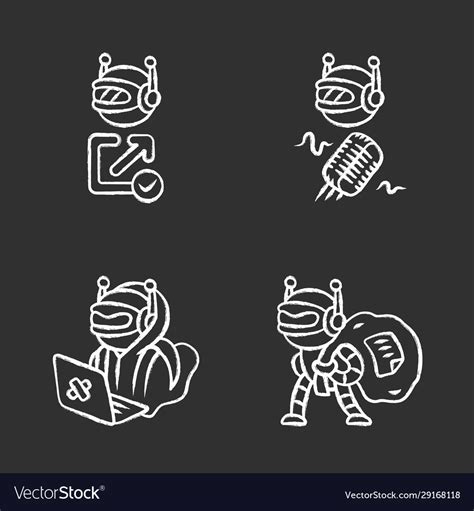 Bot Types Chalk Icons Set Hacker Backlink Checker Vector Image