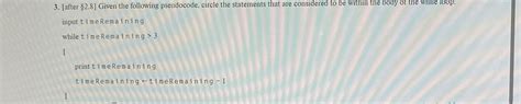 Solved After §28 ﻿given The Following Pseudocode Circle