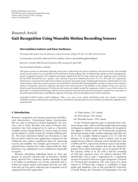 Pdf Gait Recognition Using Wearable Motion Recording Sensors