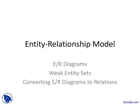 Entity Relationship Model Understanding Entity Sets Relationships And Weak Entity Sets