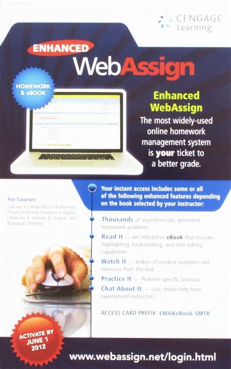 Enhanced Webassign 1 Semester Printed Access Card For Multiple Term