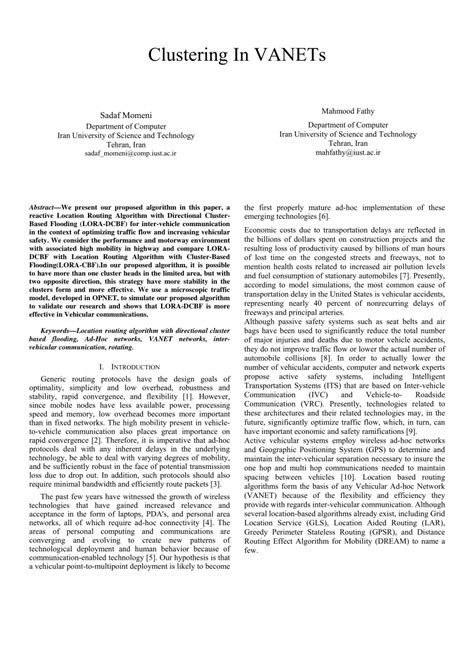 Pdf Clustering In Vanets