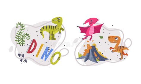 Jurassic Park Composition With Funny Dinosaurs As Cute Prehistoric