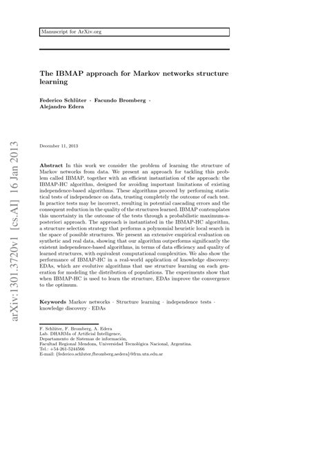 Pdf The Ibmap Approach For Markov Network Structure Learning