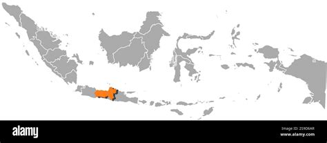 Map Of Indonesia With The Provinces Central Java Is Highlighted By Orange Stock Vector Image