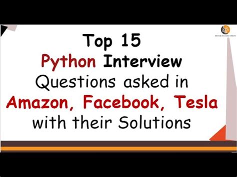 Top Python Coding Interview Questions With Solutions Do It Yourself YouTube