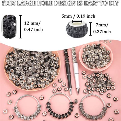 Gusseted Crotch Outdoor Wear 200 Pcs European Black Rhinestone Spacer Beads For Jewelry Making