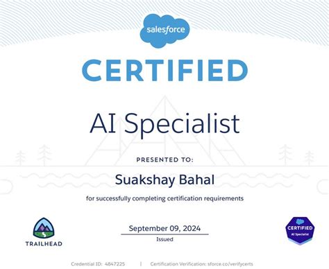 Passed Salesforce Ai Specialist Certification Suakshay Bahal Posted On The Topic Linkedin