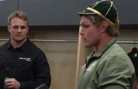 Wallabies And All Blacks Have A Beer In The Locker Room