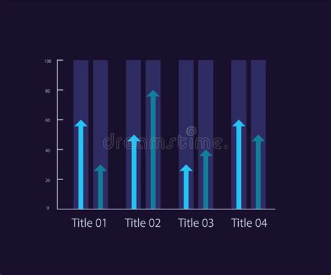Grouped Column Infographic Chart With Arrows Design Template For Dark