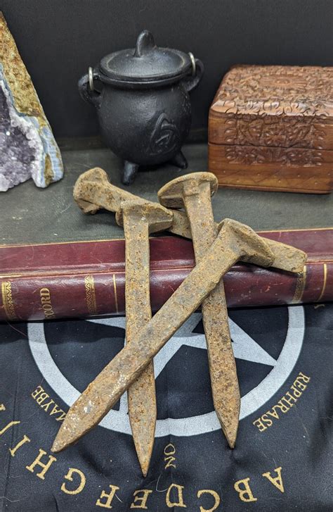 Set Of Rusty Railroad Spikes Home Protection Etsy