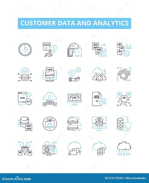 Customer Data And Analytics Vector Line Icons Set Customer Data Analytics Insights