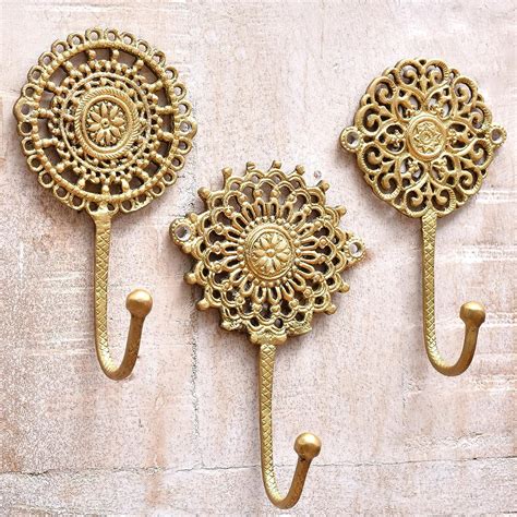 Indian Shelf 3 Vintage Wall Hooks For Hanging Coats