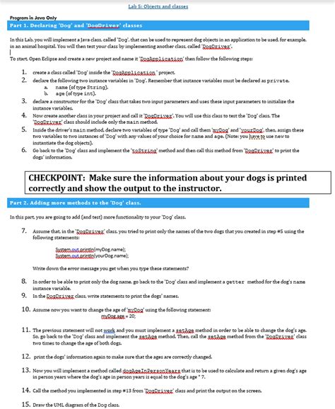 Solved Lab 5 Objects And Classes Program In Java Only Part