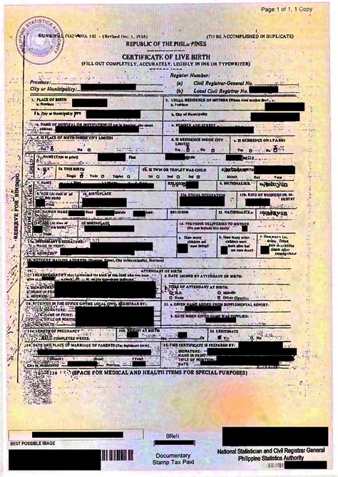 Philippines Birth Certificate Template In Psd Format