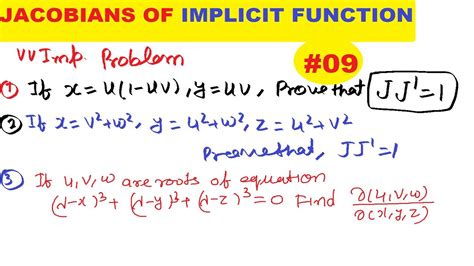 09 Jacobians Of Implicit Function Hard Problem Of Jacobians Youtube