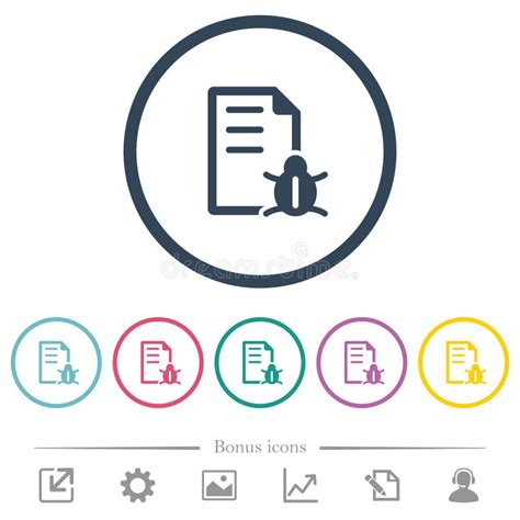 Bug Report Flat Color Icons In Round Outlines Stock Vector