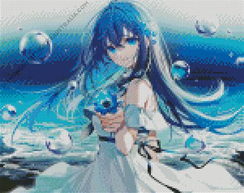 Blue Anime Girl Diamond Painting Diamondpaintingkitsaustraliacom