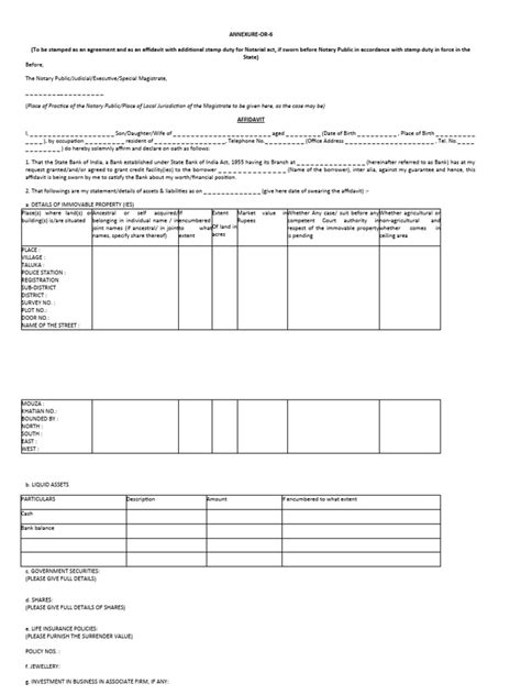 Assets And Liabilities Affidavit Format Pdf Affidavit Notary Public