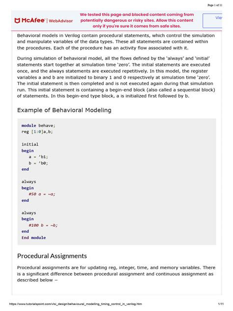 Behavioural Modelling And Timing In Verilog Pdf Control Flow