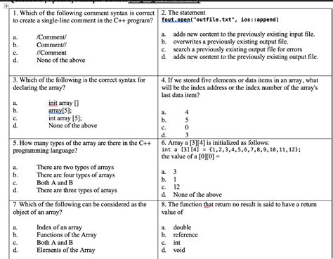 Solved 1 Which Of The Following Comment Syntax Is Correct