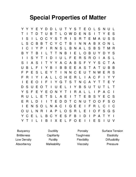 Properties Of Matter Word Search Printable Word Search Maker