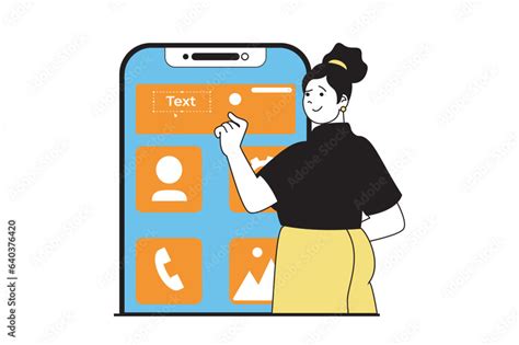 App Development Concept With People Scene In Flat Web Design Woman Designing Application